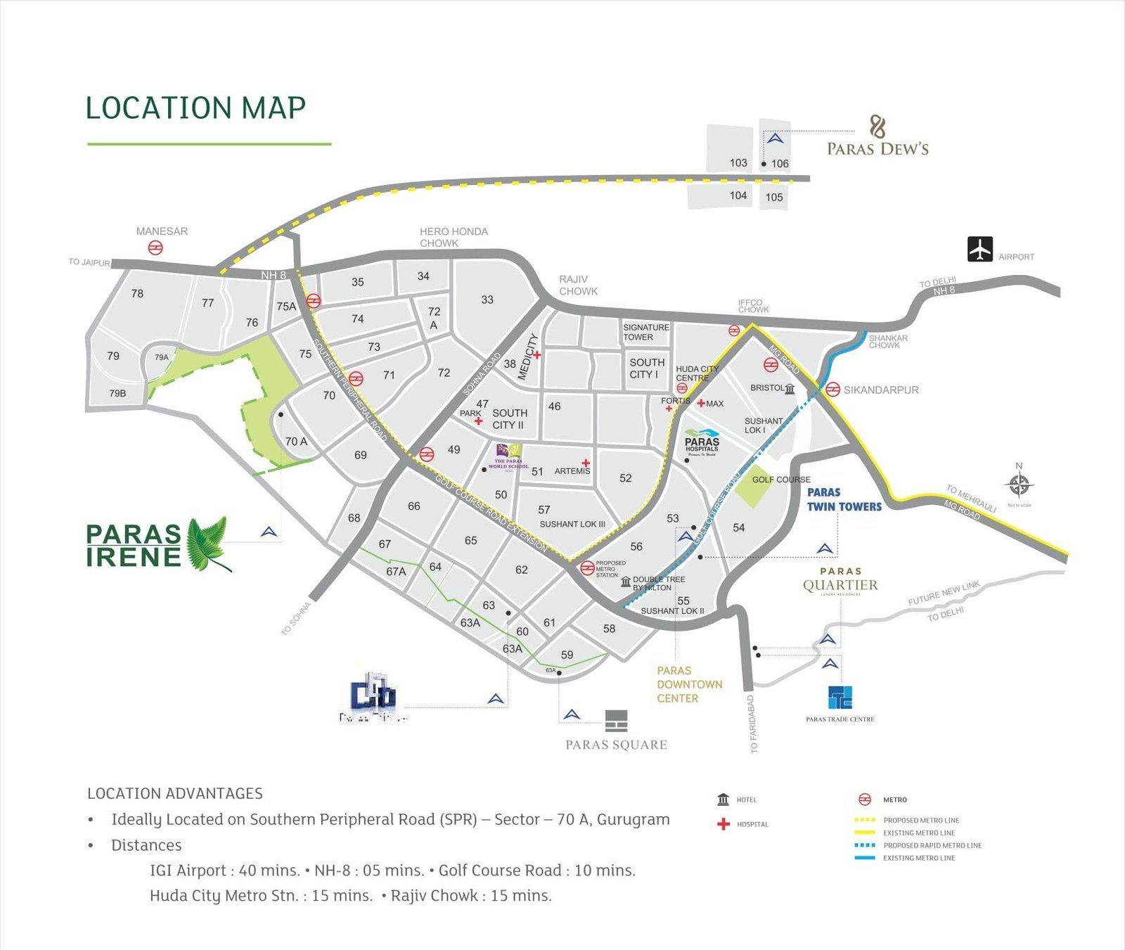 Paras Irene Location Map - Realty Hunting
