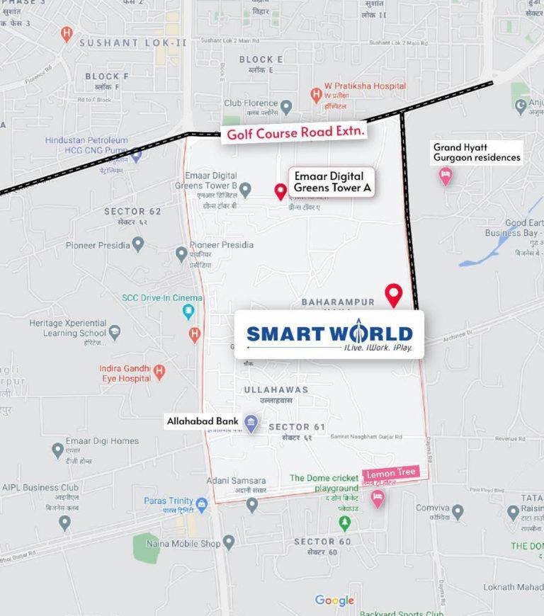 Smart World Developers Sector 61 Gurgaon Location Map - Realty Hunting