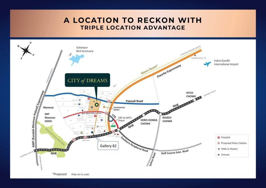 Smart World City Of Dreams Sector 89 Gurgaon Location Map - Realty Hunting