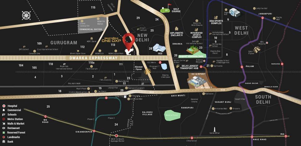 Smart World One DXP Gurgaon Location Map - Realty Hunting